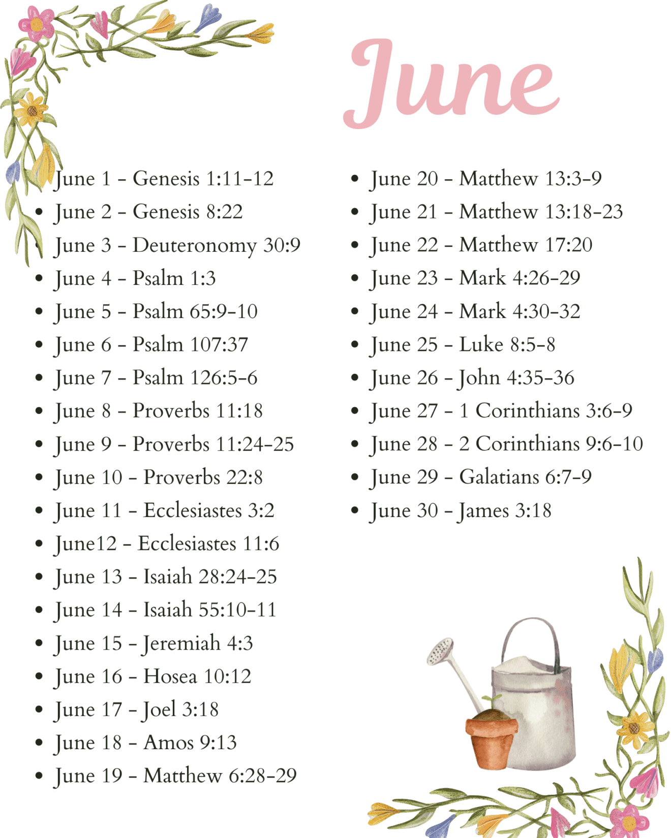 June Scripture Writing Plan: Sowing and Growing - Sunshine Valley