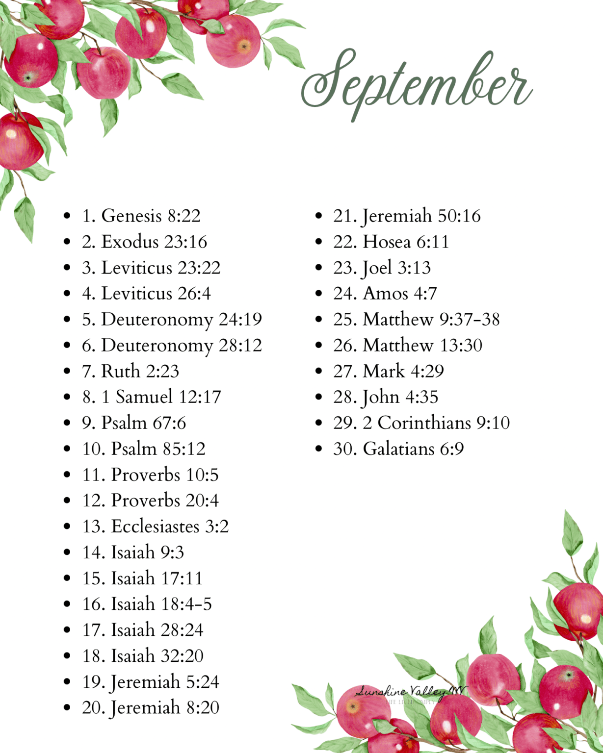 What the Bible Says About the Harvest: September Scripture Writing ...