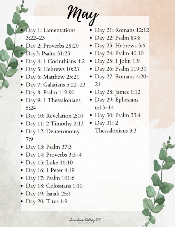 May Scripture Writing Plan 2025: Verses for a Faithful Heart - Sunshine ...