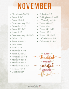 Blessed: November 2025 Scripture Writing Plan - Sunshine Valley